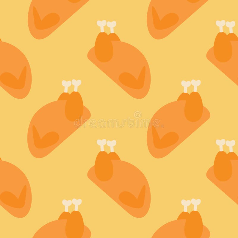 Roasted Chicken or Turkey Seamless Pattern Vector Illustration Stock ...