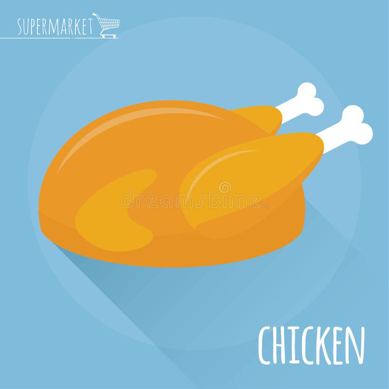 Roasted Chicken Vector Icon Stock Vector - Illustration of background ...