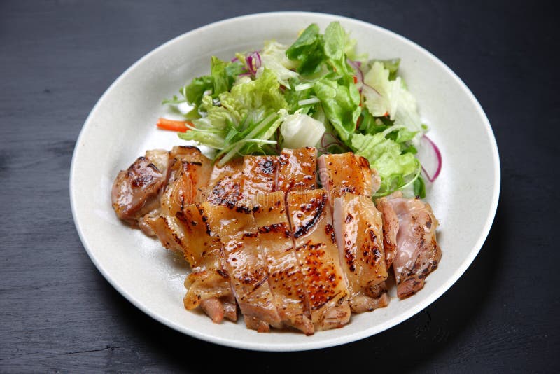 Roasted Chicken with Vegetable on a Dining Table Stock Image - Image of ...