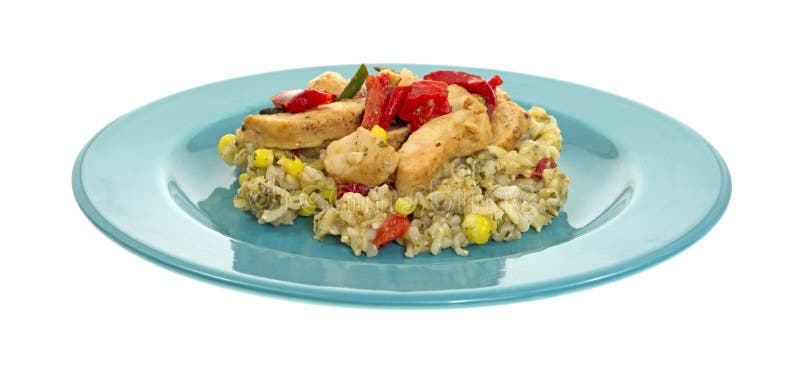 Roasted Chicken and Vegetables on Blue Plate Stock Image - Image of ...