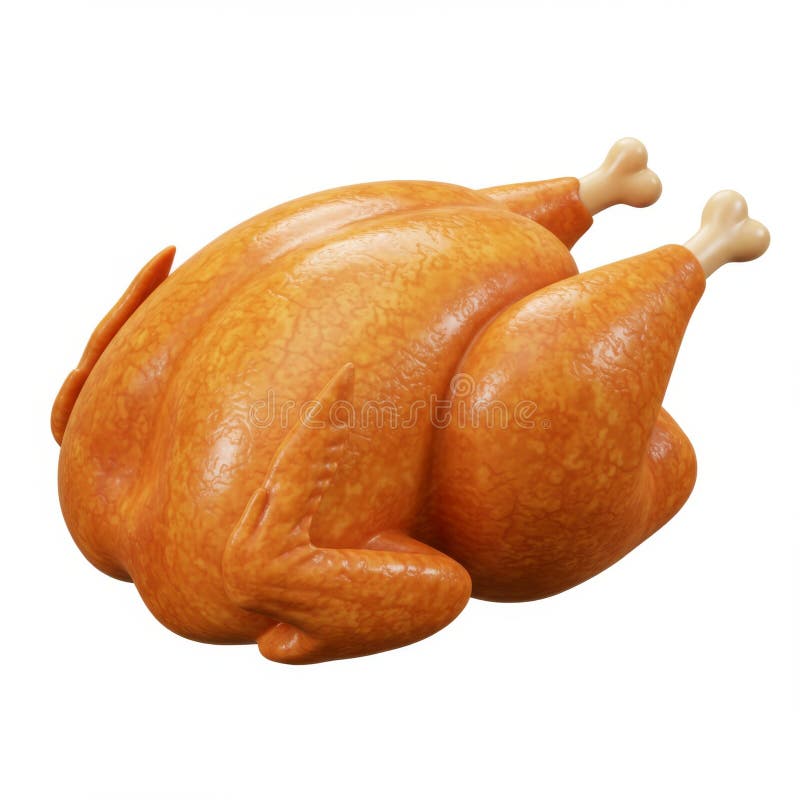 Roasted Chicken on White Background Stock Illustration - Illustration ...
