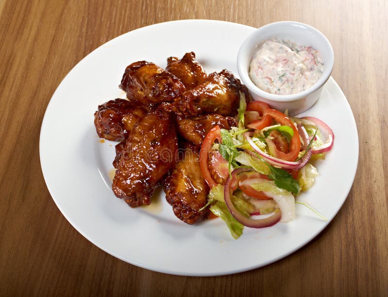 Roasted Chicken Wings on Plate Stock Image - Image of chicken, barbecue ...