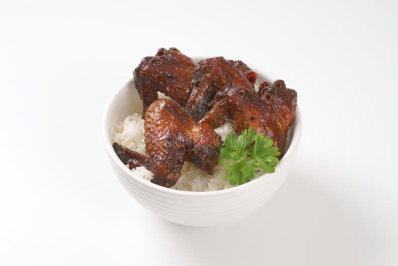 Roasted Chicken Wings with Rice Stock Photo - Image of meat, barbecue ...