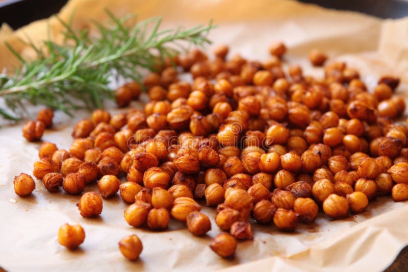 Roasted Chickpeas on Parchment Paper, Close-up Stock Photo - Image of ...