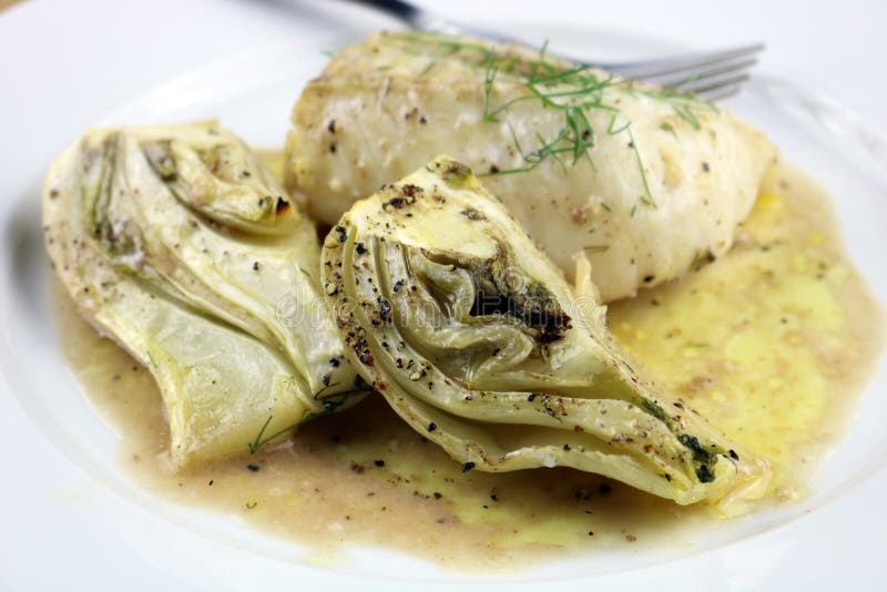 Roasted Cod with Fennel stock image. Image of liqueur - 89923711