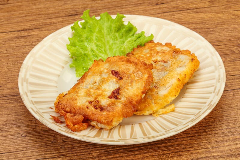 Roasted cod fish in bread stock photo. Image of fish - 193325460