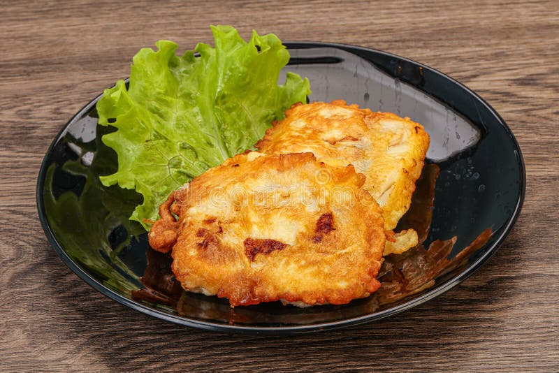 Roasted cod fish in bread stock photo. Image of breaded - 193438208