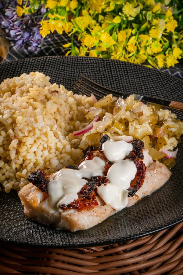 Roasted Cod Fish with Bulgur Stock Image - Image of diet, delicious ...