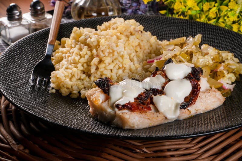 Roasted Cod Fish with Bulgur Stock Image - Image of fresh, diet: 271749533