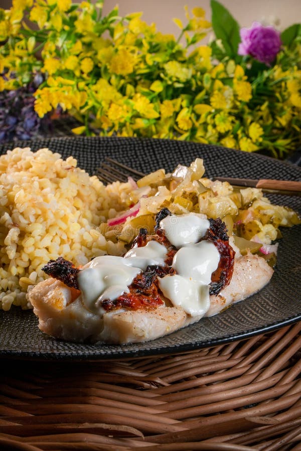 Roasted Cod Fish with Bulgur Stock Photo - Image of dish, fresh: 274488870