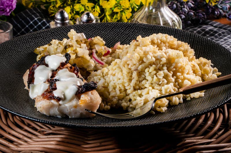 Roasted Cod Fish with Bulgur Stock Image - Image of healthy, diet ...