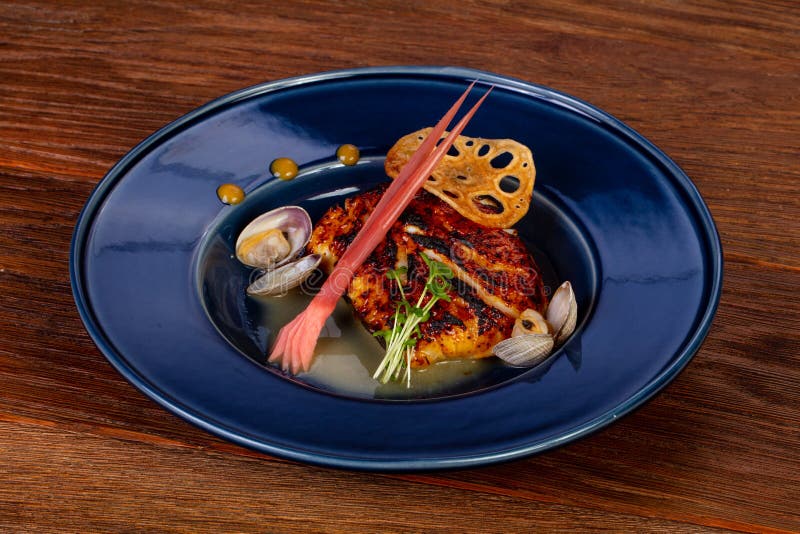 Roasted Cod Fish with Scallops Stock Image - Image of omega3, filet ...