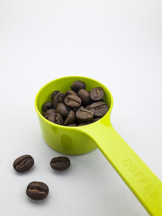 Roasted Coffee Bean in Plastic Spoon Stock Image - Image of grain ...