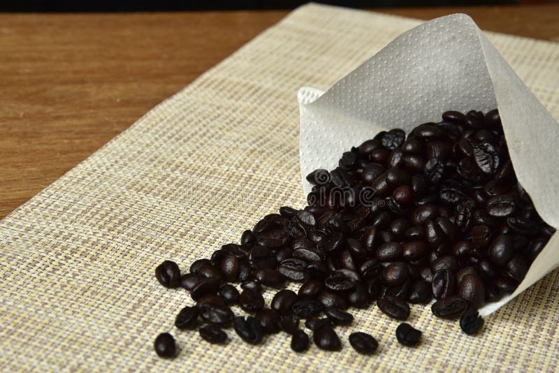 Roasted Coffee Bean and Paper Colander Stock Image - Image of aromatic ...