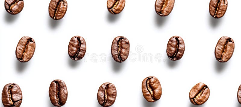 Roasted Coffee Bean Pattern on Seamless White Backdrop. Professional ...