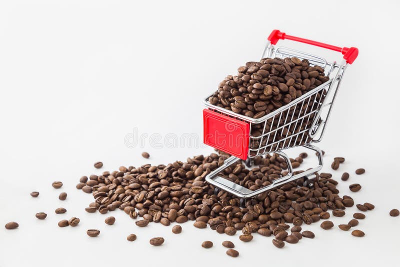Roasted Coffee Bean in Shopping Cart Stock Photo - Image of black, show ...