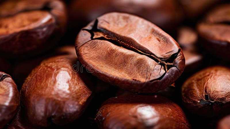 Roasted Coffee Beans Background, Macro Close-up Stock Illustration ...