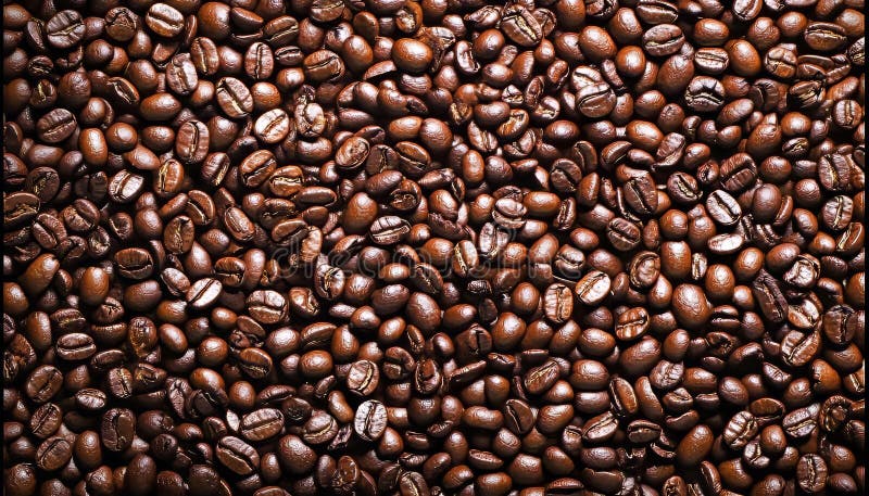 Roasted Coffee Beans Background, Overhead View, Rich Brown Color ...