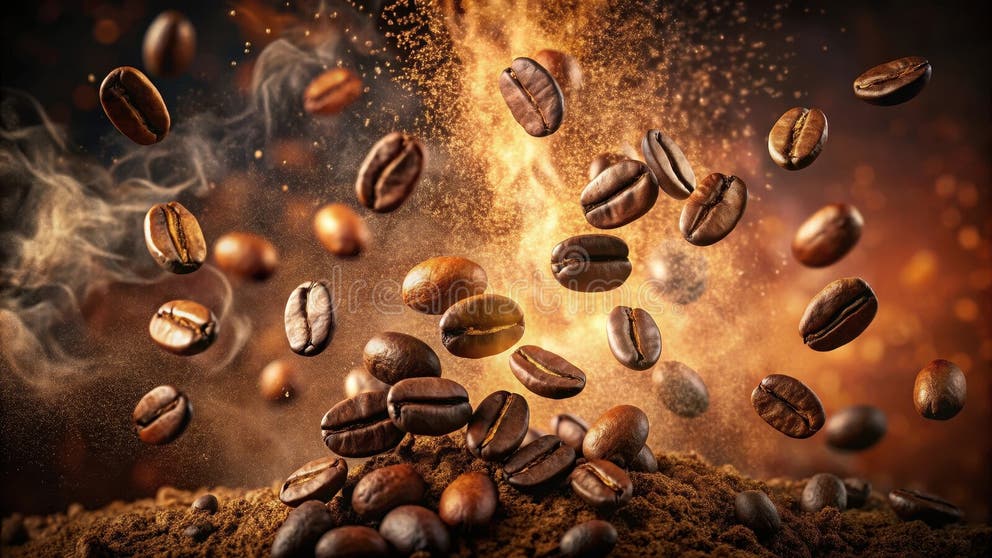 Roasted Coffee Beans Exploding in a Burst of Flavor and Aroma ...