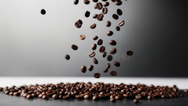 Roasted Coffee Beans Falling on Black Background. Stock Image - Image ...