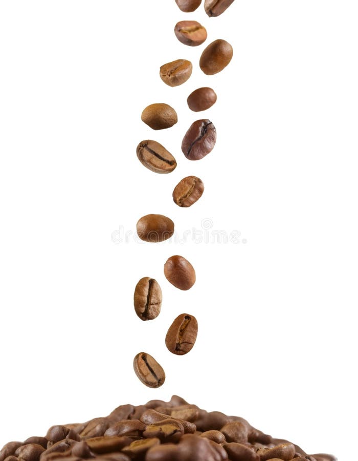 Roasted Coffee Beans Falling and Creating a Pile, with Transparent ...