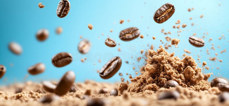 Roasted Coffee Beans Falling Onto Ground Coffee. Stock Illustration ...