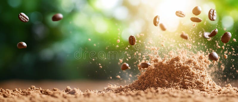 Roasted Coffee Beans Falling Onto Ground Coffee. Stock Illustration ...
