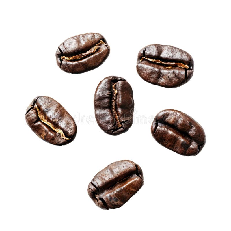 Roasted Coffee Beans Floating on White Background Stock Photo - Image ...