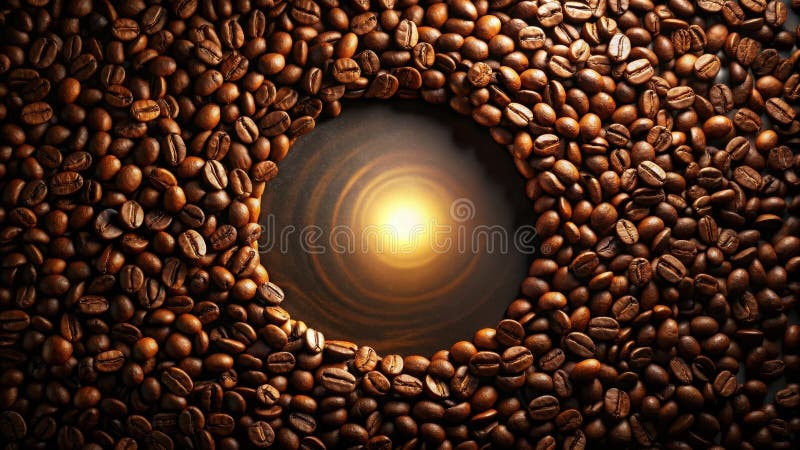 Roasted Coffee Beans Frame a Glowing Vortex of Energy. Generative AI ...