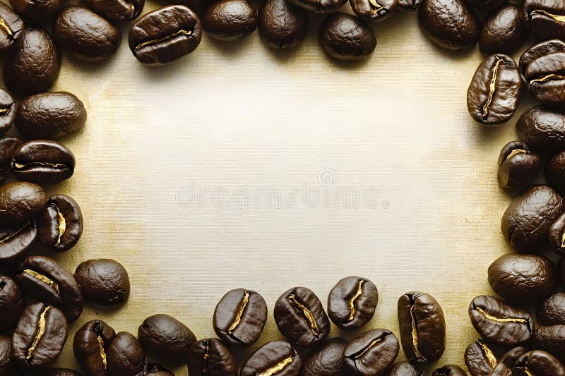 Roasted Coffee Beans Frame Parchment Paper Background Stock ...