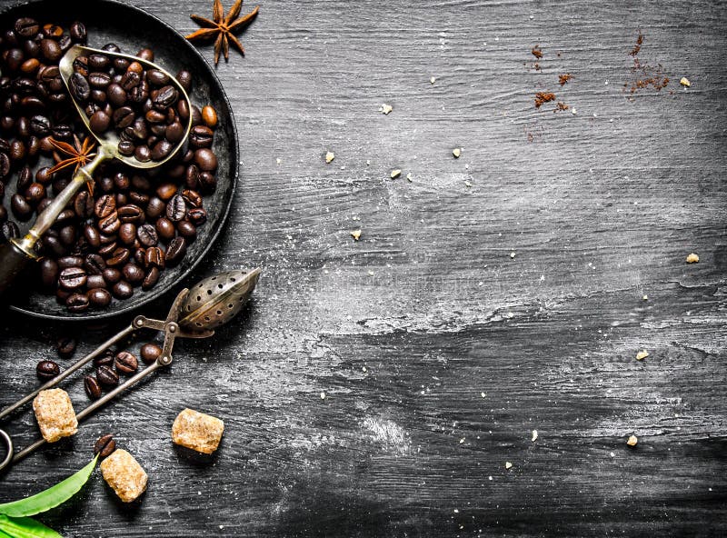 Roasted Coffee Beans in a Frying Pan. Stock Image - Image of aromatic ...