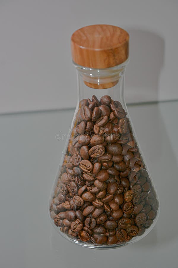 Roasted Coffee Beans in Glass Jar Stock Photo - Image of beans, grain ...