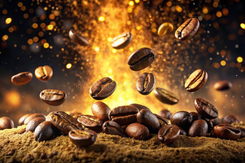 Roasted Coffee Beans and Ground Explosion Stock Illustration ...