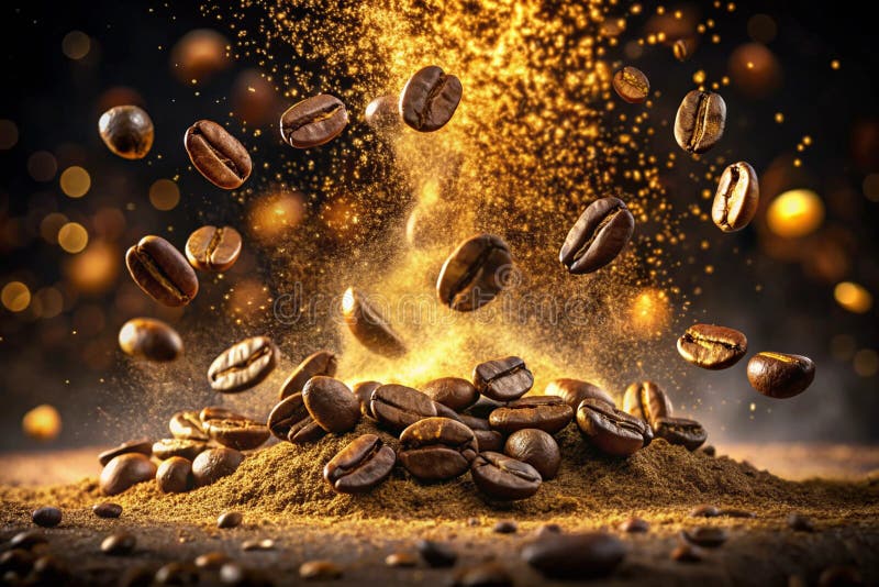 Roasted Coffee Beans and Ground Explosion Stock Illustration ...