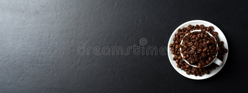Roasted Coffee Beans Inside White Coffee Cup Stock Photo - Image of ...