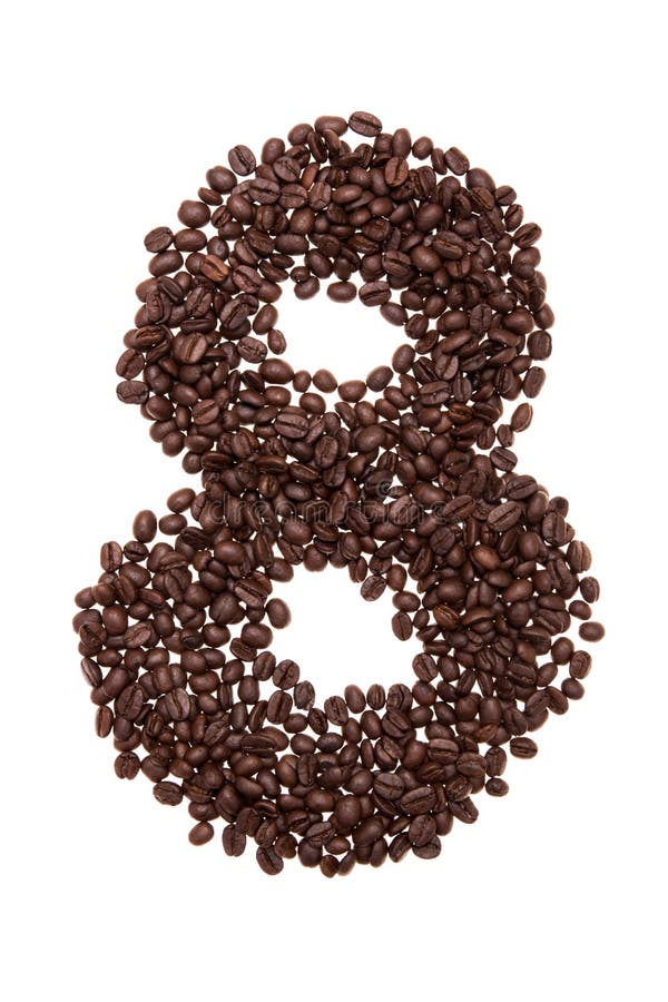 Roasted Coffee Beans Placed in the Shape of Number Eight Stock Photo ...