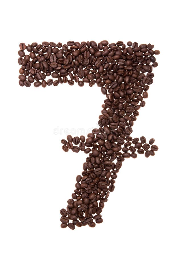 Roasted Coffee Beans Placed in the Shape of Number Seven Stock Image ...