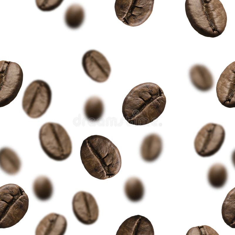 Roasted Coffee Beans Seamless Pattern or Falling Stock Photo - Image of ...