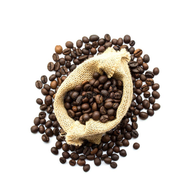 Roasted Coffee Beans Spilled on Pile. Top View Stock Photo - Image of ...