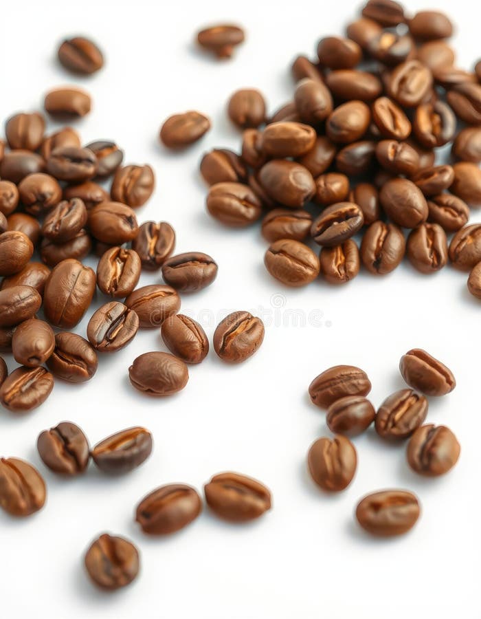 Roasted Coffee Beans Spread Out on a Clean White Surface for ...