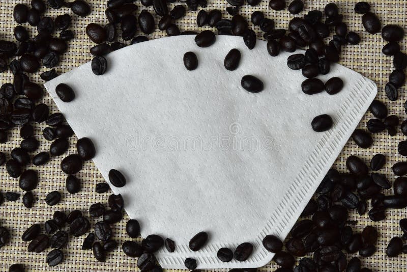 Roasted Coffee Beans on the Table with Paper Strainer, Good for ...