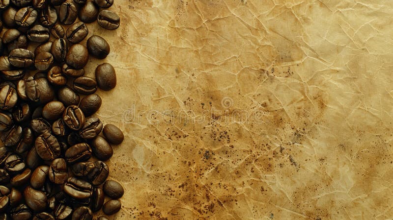 Roasted Coffee Beans on Vintage Parchment Paper Aromatic Background for ...