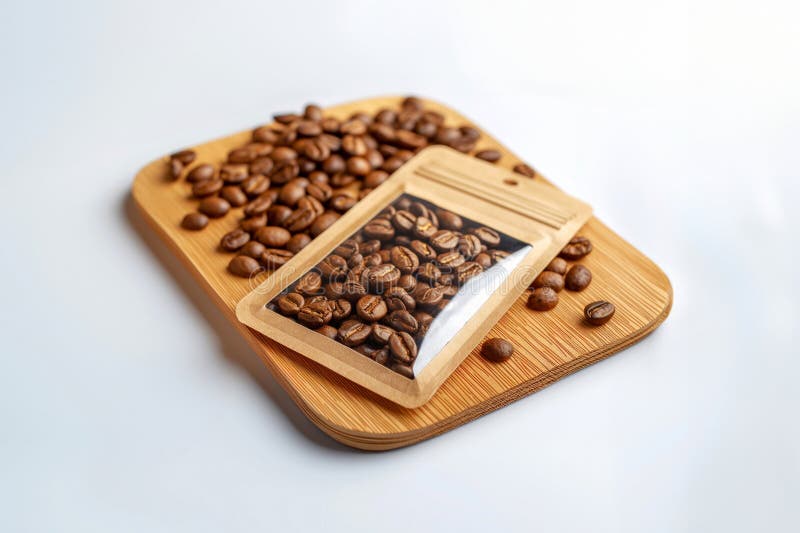 Roasted Coffee Beans Visible through a Die Cut Window in Eco Friendly ...