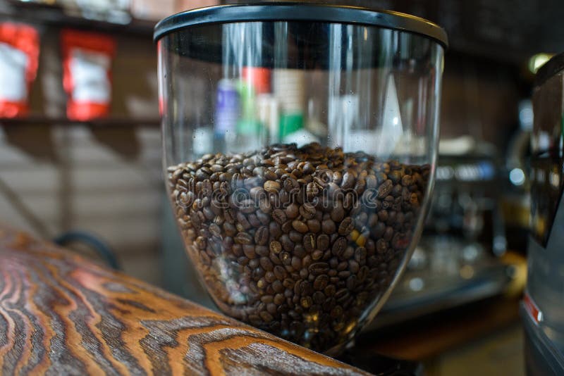 Roasted Coffee Chamois in a Coffee Machine Flask Ready for Use Stock ...