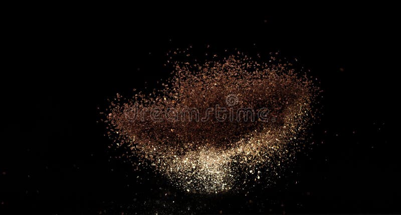 Roasted Coffee Powder Ground Dust Splash Explosion in Mid Air. Ground ...