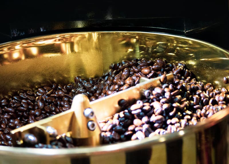 Machine for Roasting Coffee Close Up, Roasted Coffee in Coffee R Stock ...