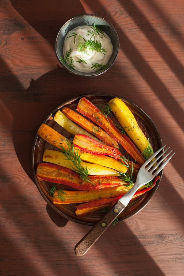 Roasted Colorful Carrots on Plate Stock Image - Image of vegetable ...