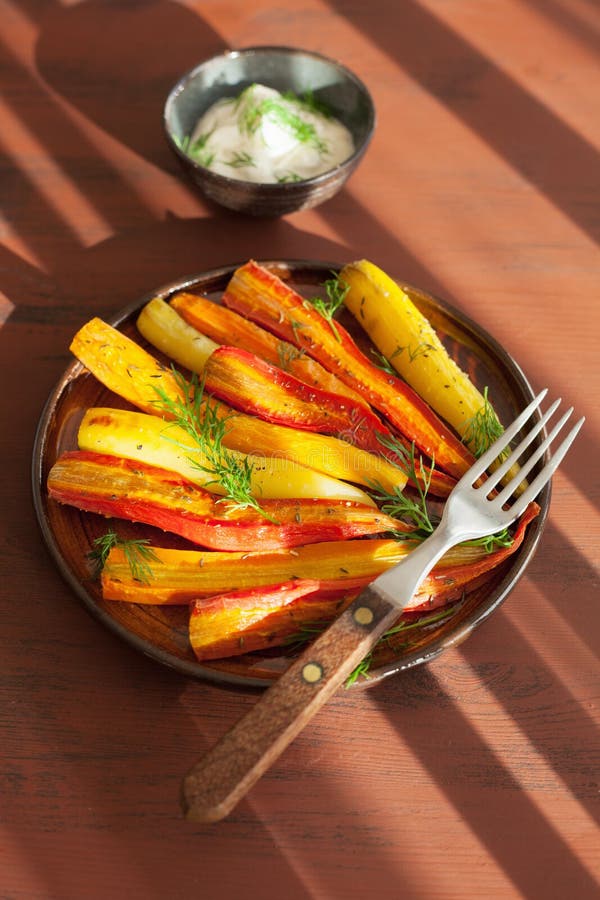 Roasted Colorful Carrots on Plate Stock Photo - Image of plate ...