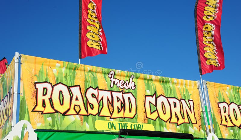 Roasted Corn on the Cob Stand at the Carnival. Stock Photo - Image of ...