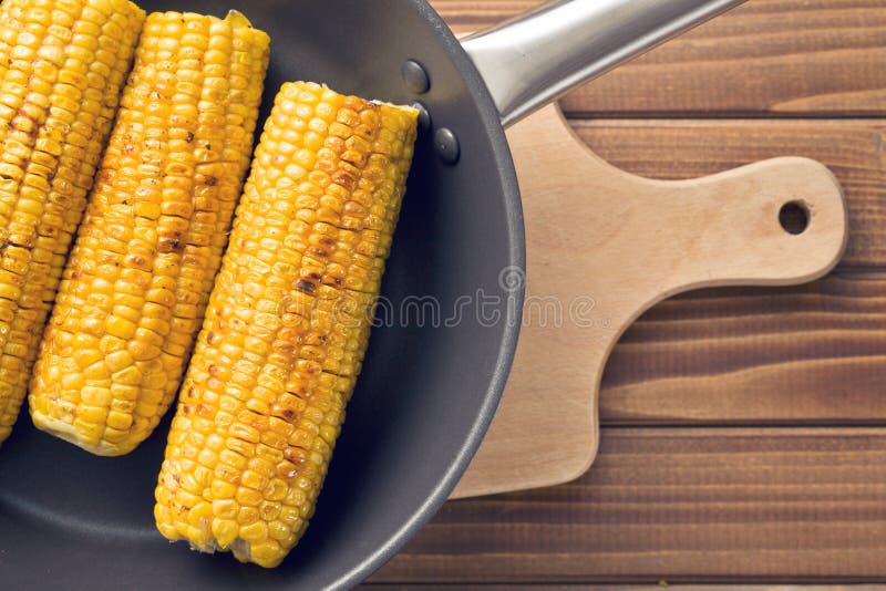 Roasted corn on pan stock photo. Image of grain, roast - 45157920